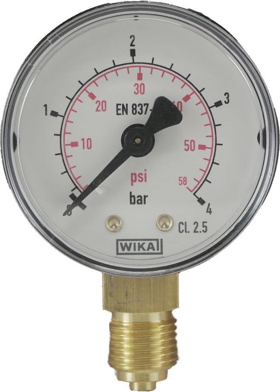 0..4 Bar Manometer Onderaansluiting Kunststof/Messing 50 mm Klasse 2.5 ...
