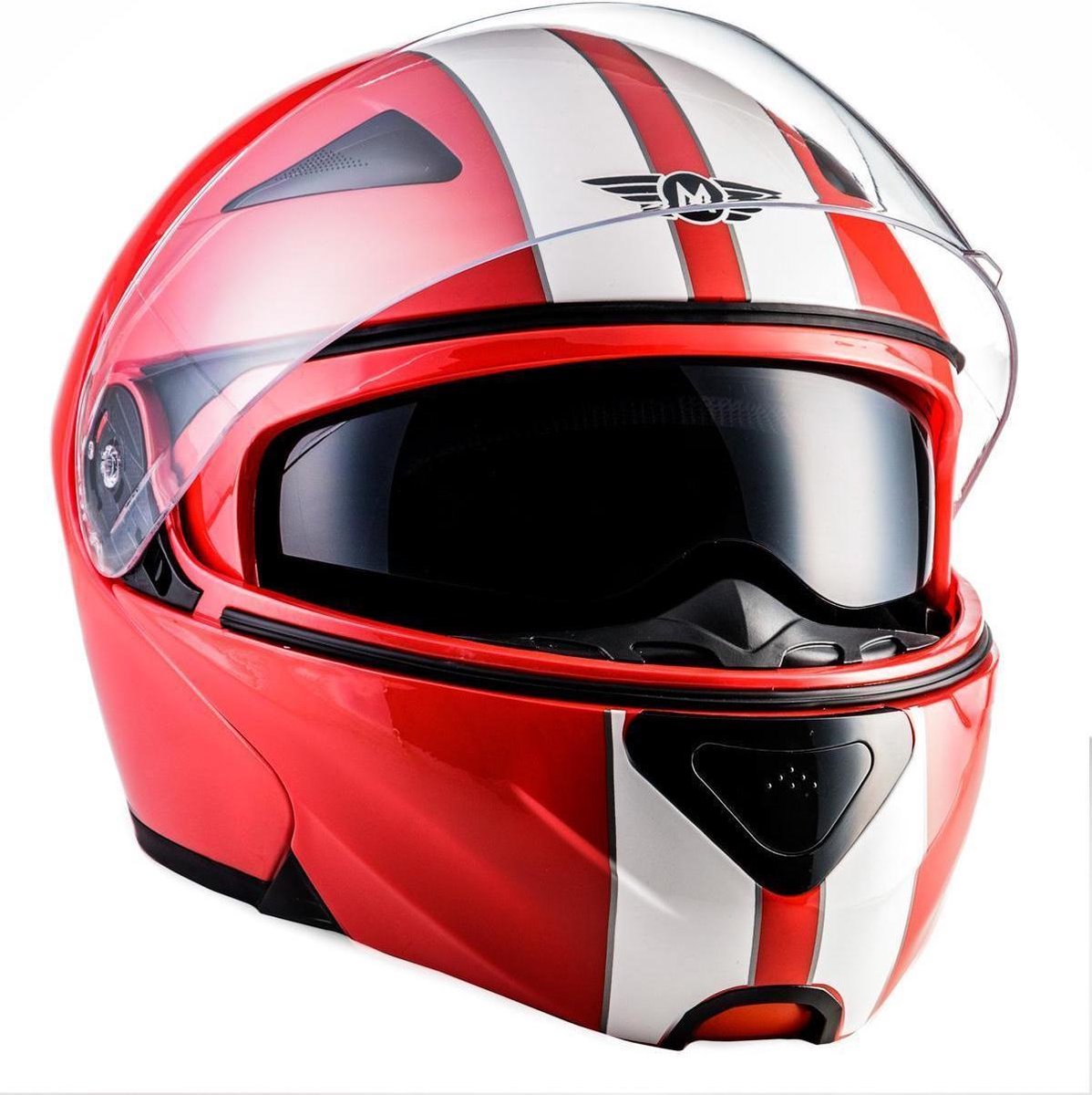 MOTO F19 Racing red flip-up casque casque de scooter modulable, casque ...