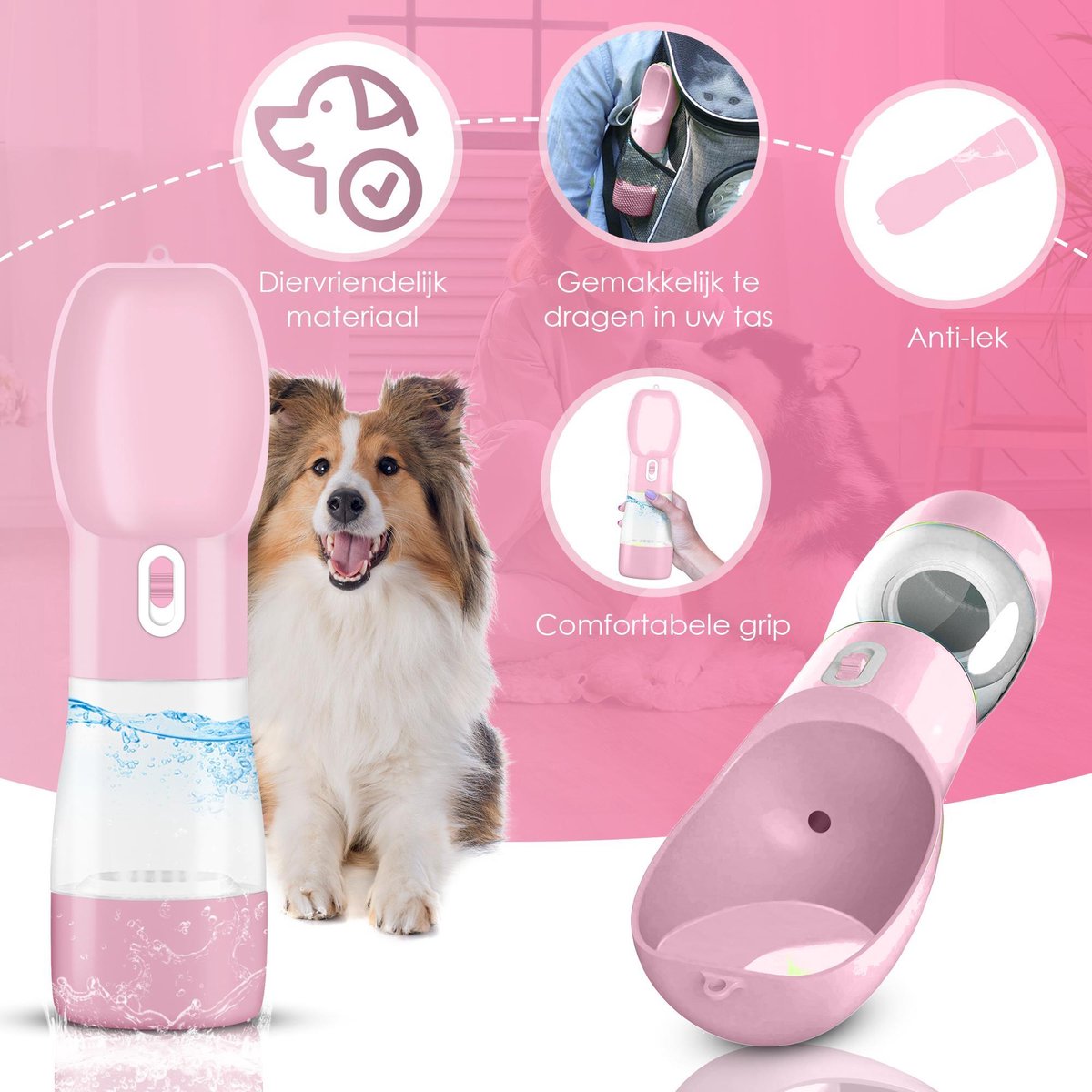 Waterfles Hond - Hond Waterfles - Hond Waterfles Onderweg - Waterfles ...