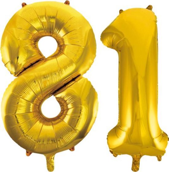 Folieballon nr. 81 Goud 86cm | bol