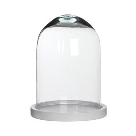 2x Glazen decoratie stolpen Hella op witte houten plateau 17 x 23 cm ...