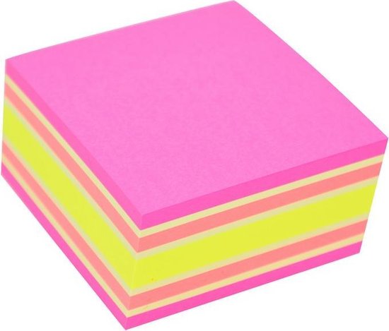 Stick'n Sticky Notes - Kubus - 76x76mm - Neon/Pastel Geel en Roze - 400 ...
