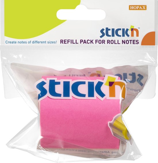 Stick'n Roll note - 50mmx10m - Navulling - Neon roze - Sticky notes ...