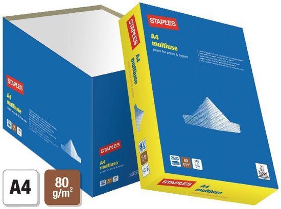 Staples Multiuse papier A4, 80 g/m² (doos 2500 vel) | bol