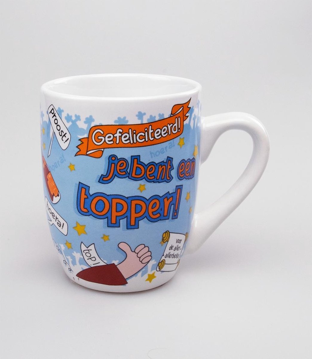Geslaagd - Cartoon Mok - Gefeliciteerd - Je bent een topper - You did ...
