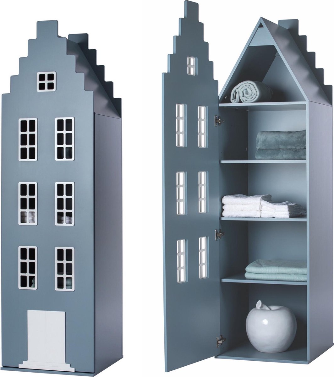 Trapgevel kast Amsterdam. Kast van een Huis. 198/55/55 cm. Petrol ...