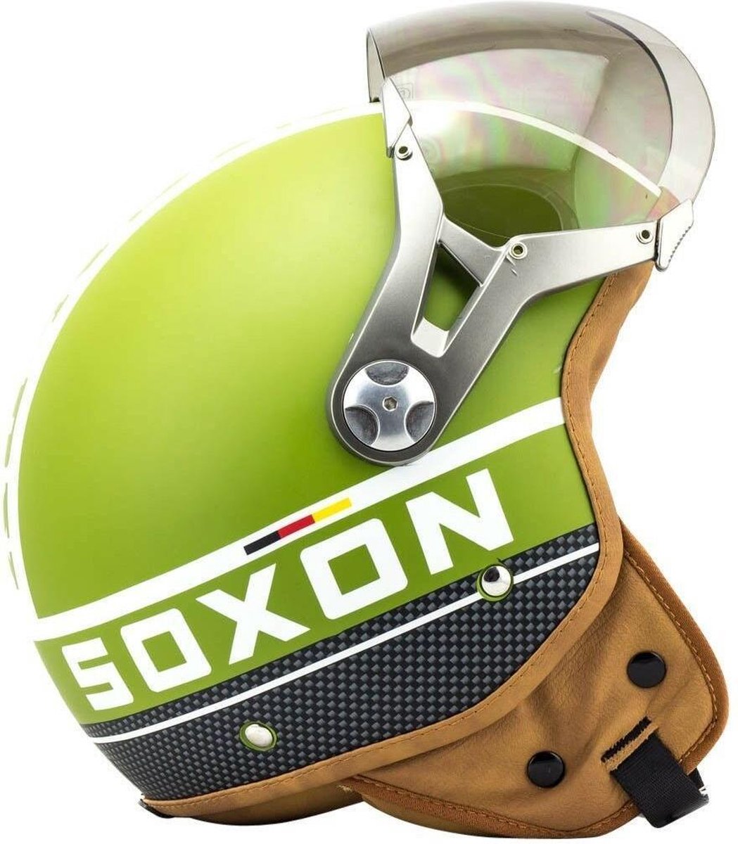 SOXON SP-326 PLUS Groen jethelm XS 53-54cm hoofdomtrek, met vizier ...