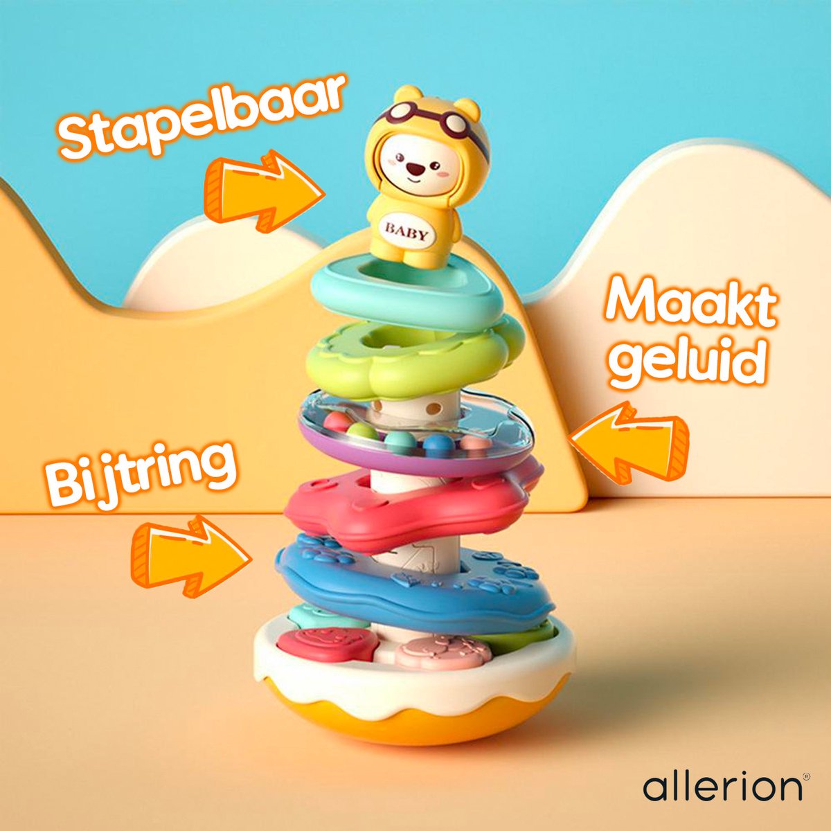 Allerion Zachte Stapeltoren – Blokken Baby – Stapel Blokken Set met ...