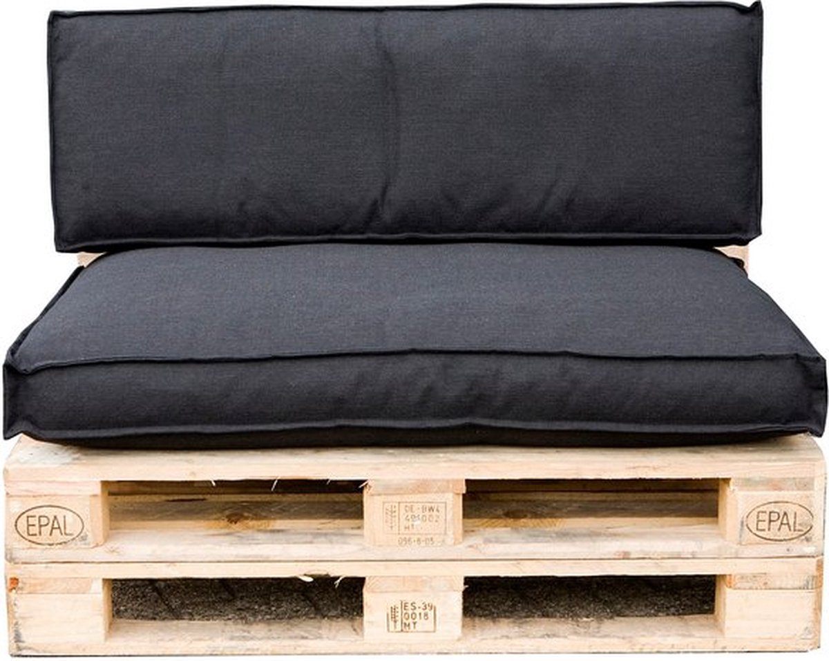 Palletbank Compleet Zwart | 120x94x28 | Incl. Kussens | Incl. Pallets ...