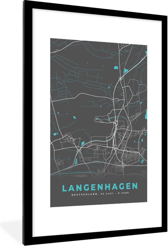 Fotolijst incl. Poster - Stadskaart – Langenhagen – Duitsland ...