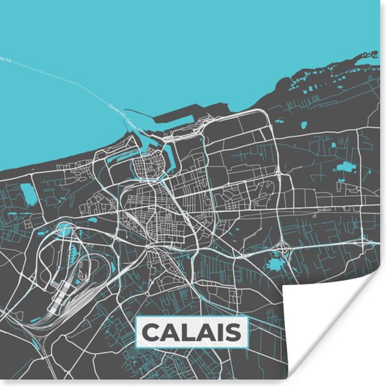 Poster Calais - Frankrijk - Plattegrond - Kaart - Stadskaart - 100x100 ...