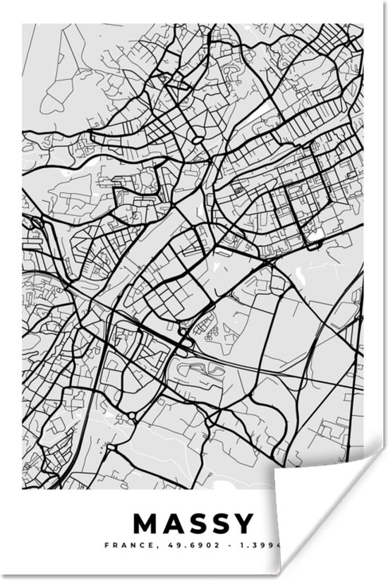 Poster Plattegrond – Massy – Stadskaart – Kaart – Frankrijk - 120x180 ...
