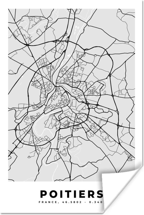 Poster Poitiers - Plattegrond - Frankrijk - Kaart - Stadskaart - 40x60 ...