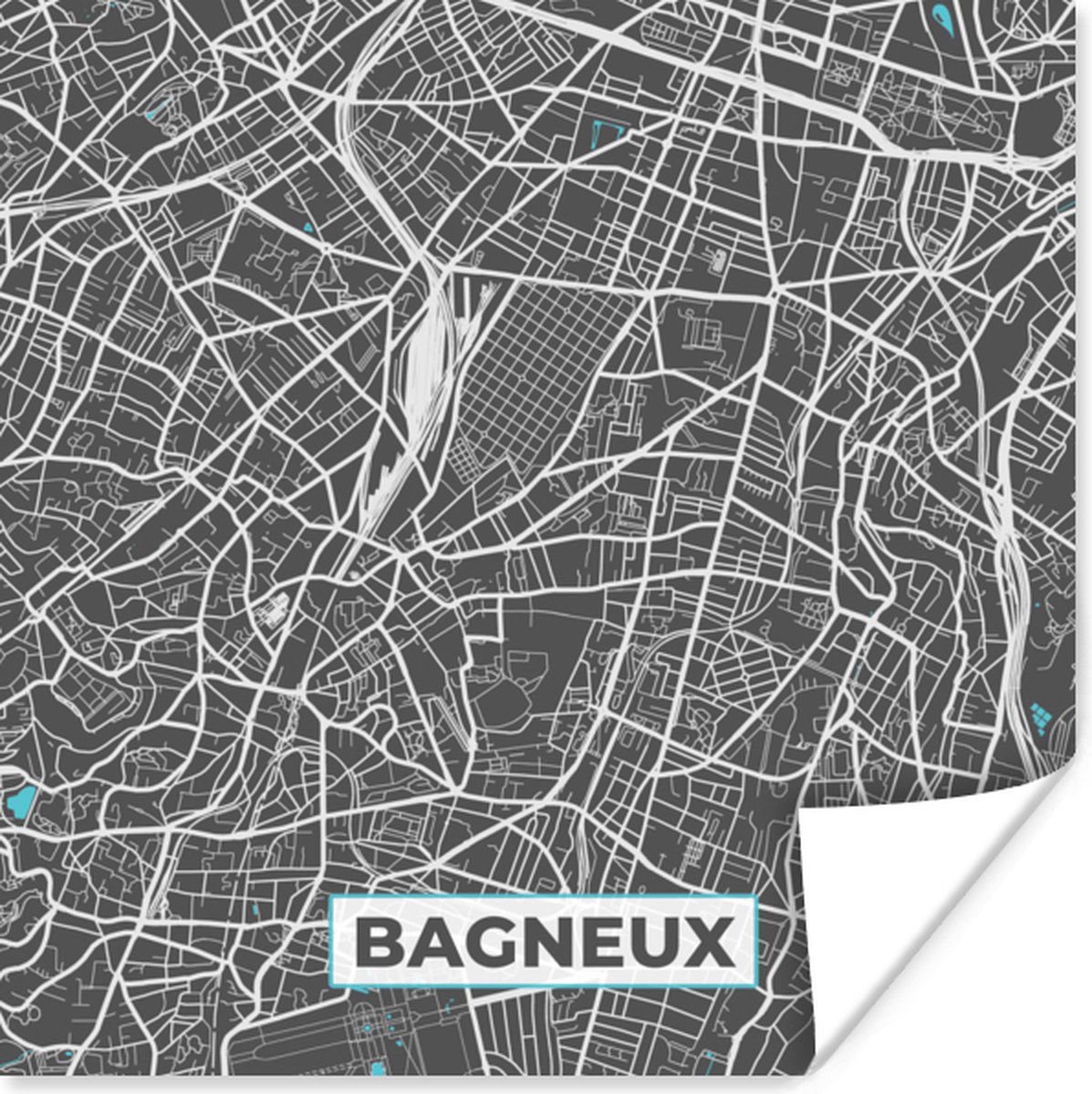 Poster Bagneux - Frankrijk - Plattegrond - Stadskaart - Kaart - 50x50 ...