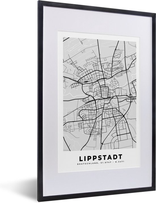 Fotolijst incl. Poster - Lippstadt - Kaart - Stadskaart - Plattegrond ...