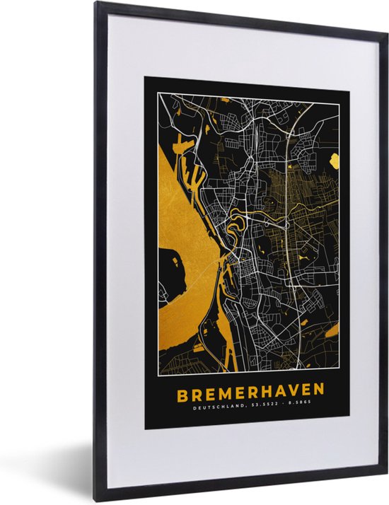 Fotolijst incl. Poster - Bremerhaven - Goud - Stadskaart - Plattegrond ...