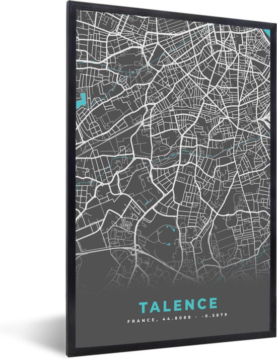 Fotolijst incl. Poster - Talence - Frankrijk - Kaart - Plattegrond ...