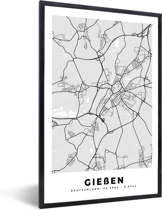 Fotolijst incl. Poster - Duitsland - Stadskaart - Plattegrond - Gieẞen ...