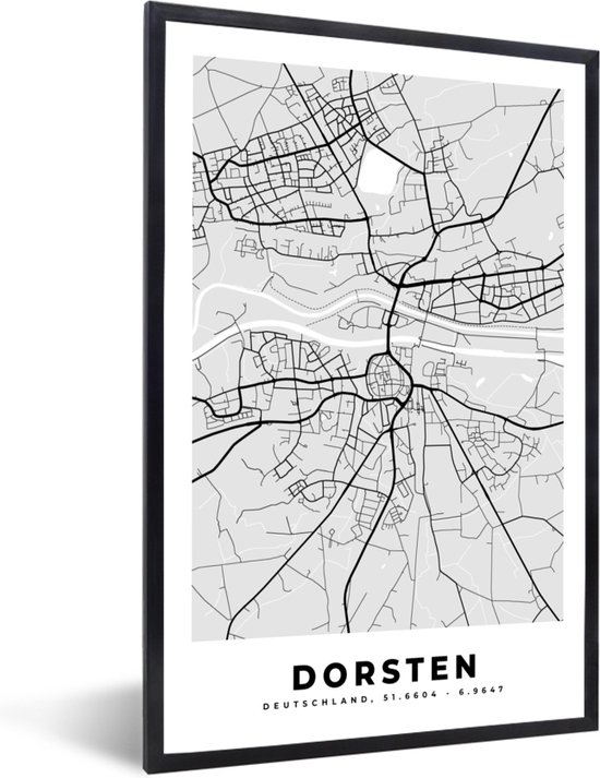 Fotolijst incl. Poster - Plattegrond - Duitsland - Dorsten - Kaart ...