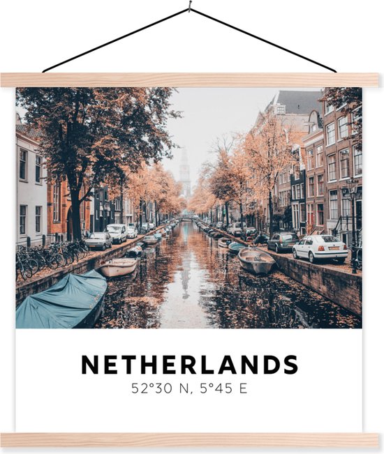 Posterhanger incl. Poster 90x90 cm - Schoolplaat - Nederland - Kanalen ...