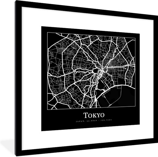 Fotolijst incl. Poster - Kaart - Tokio - Stadskaart - Plattegrond ...