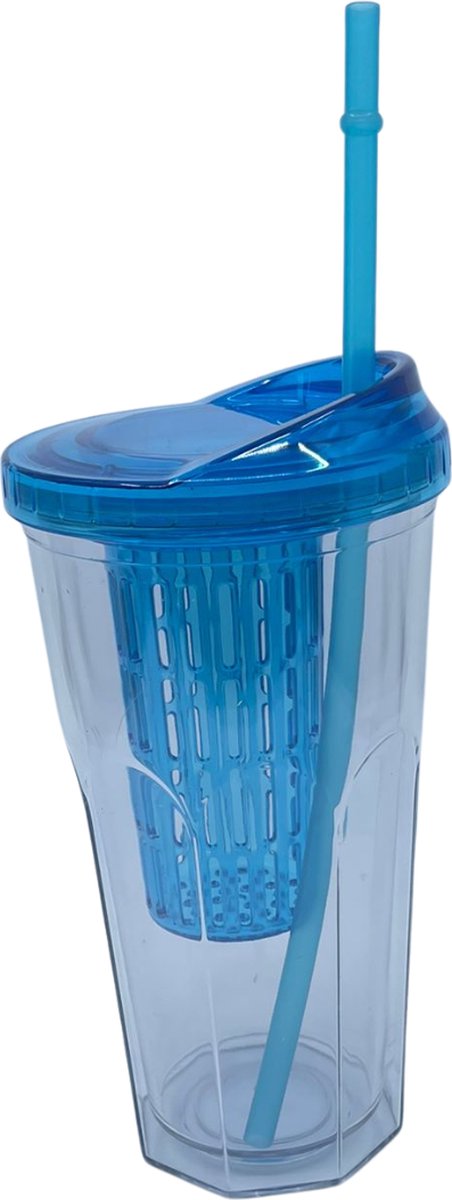 Tumbler met filter en rietje - Fruit filter - Dubbel compartiment ...