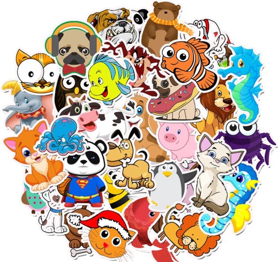 Dieren Sticker set 50 stuks - Laptop Stickers - Kinder Stickers | bol