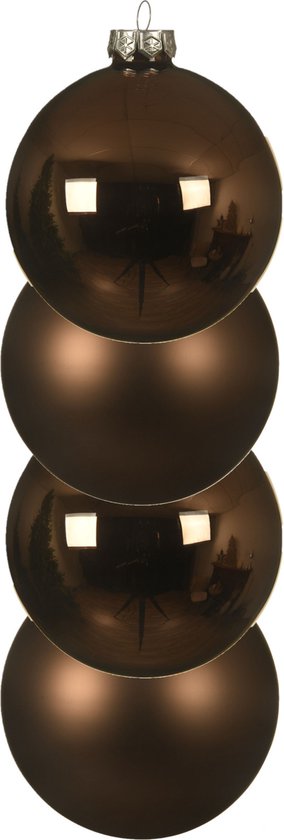 Decoris Kerstballen - 4 stuks - glas - walnoot bruin - 10 cm | bol.com