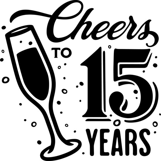 Sticker - Cheers to 15 years - 20x20cm - wit - 1 stuks - stickers ...