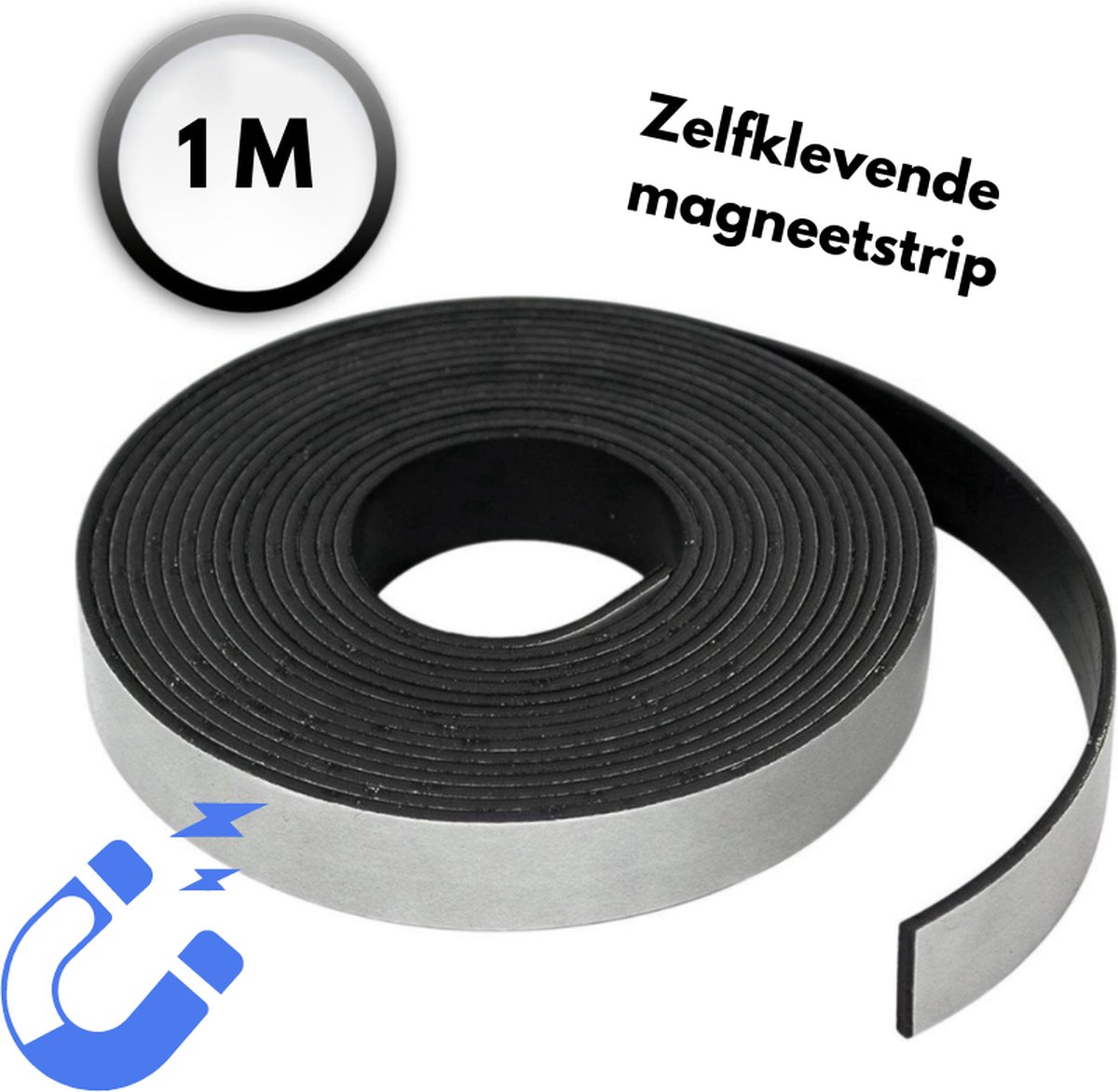 Zelfklevende magneetstrip – 1 Meter rol – Zwart – Magneetband ...