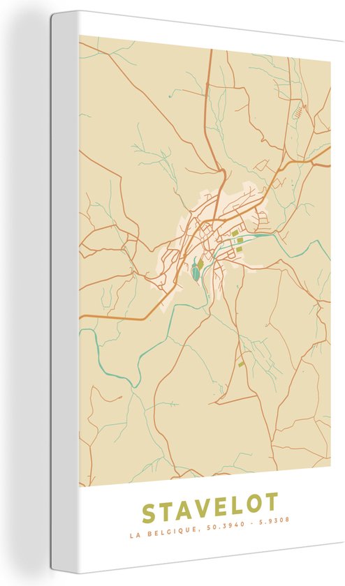 Canvas Schilderij Stavelot - België - Kaart - Stadskaart - Plattegrond ...