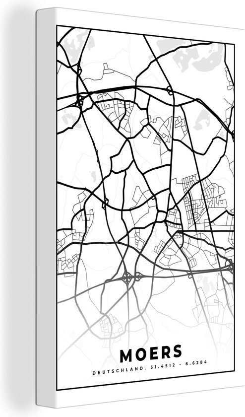 Canvas Schilderij Plattegrond - Moers - Kaart - Stadskaart - 60x90 cm ...