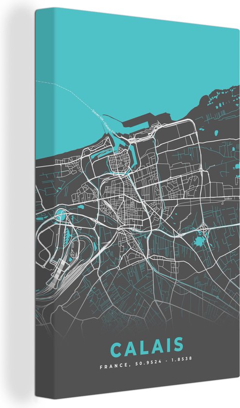 Canvas Schilderij Calais - Frankrijk - Plattegrond - Kaart - Stadskaart ...