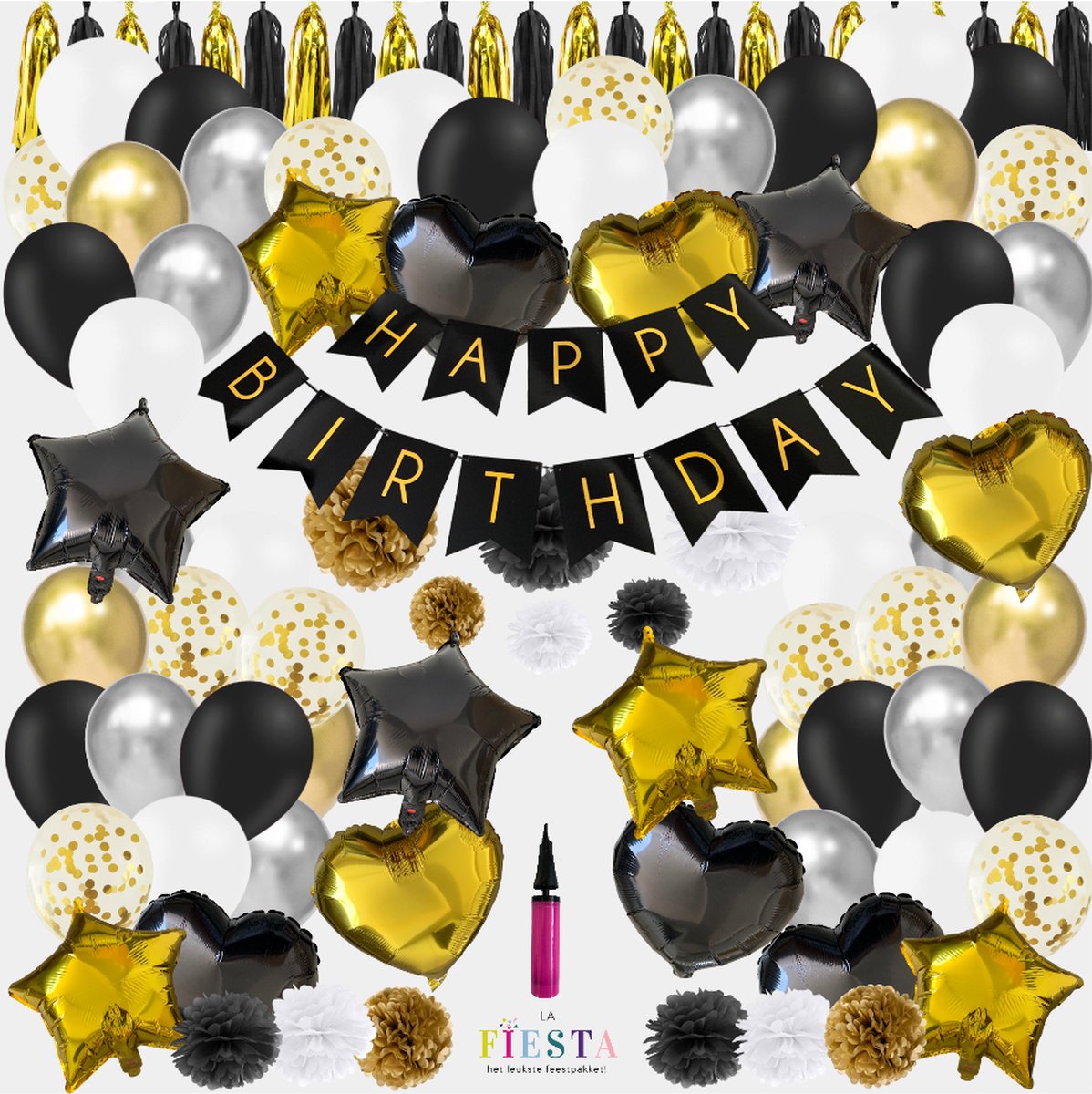 Verjaardag Versiering XXL - Goud/Zwart - Feestversiering - Verjaardag ...