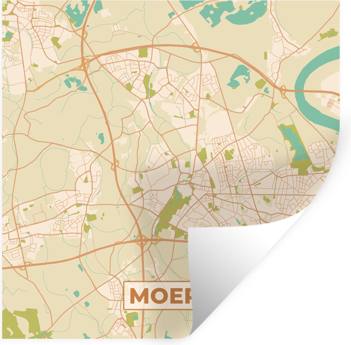 Muurstickers - Stadskaart - Moers - Plattegrond - Vintage - Kaart ...