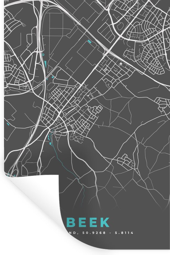 Muurstickers - Plattegrond - Beek - Kaart - Stadskaart - 20x30 cm ...