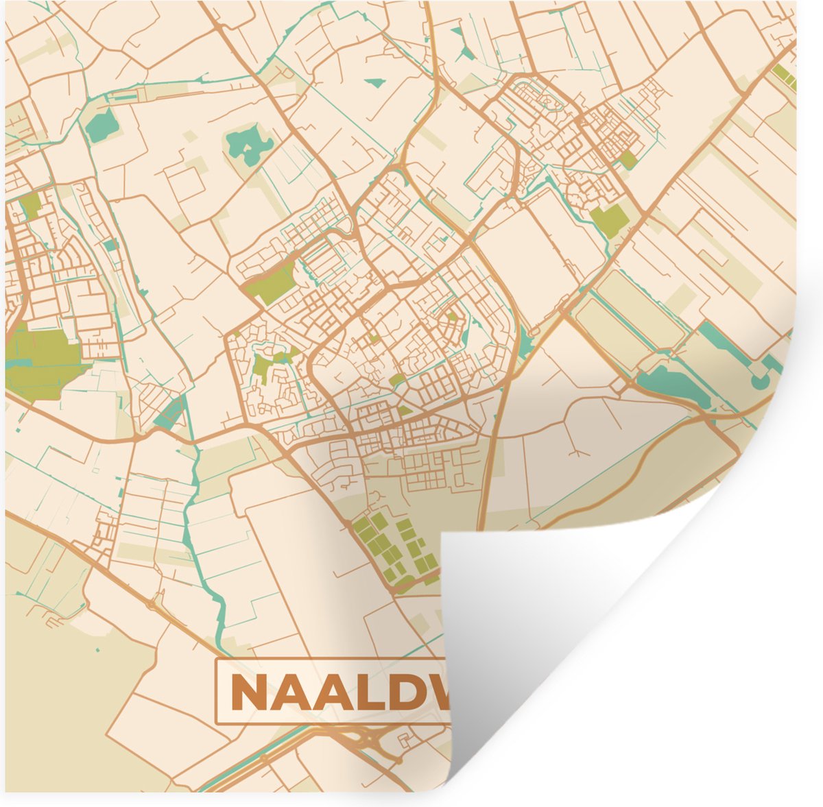 Muurstickers - Kaart - Naaldwijk - Stadskaart - Plattegrond - 100x100 ...