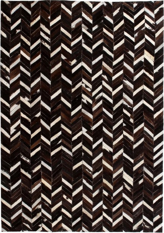 vidaXL Vloerkleed chevron patchwork 80x150 cm echt leer zwart/wit | bol.com