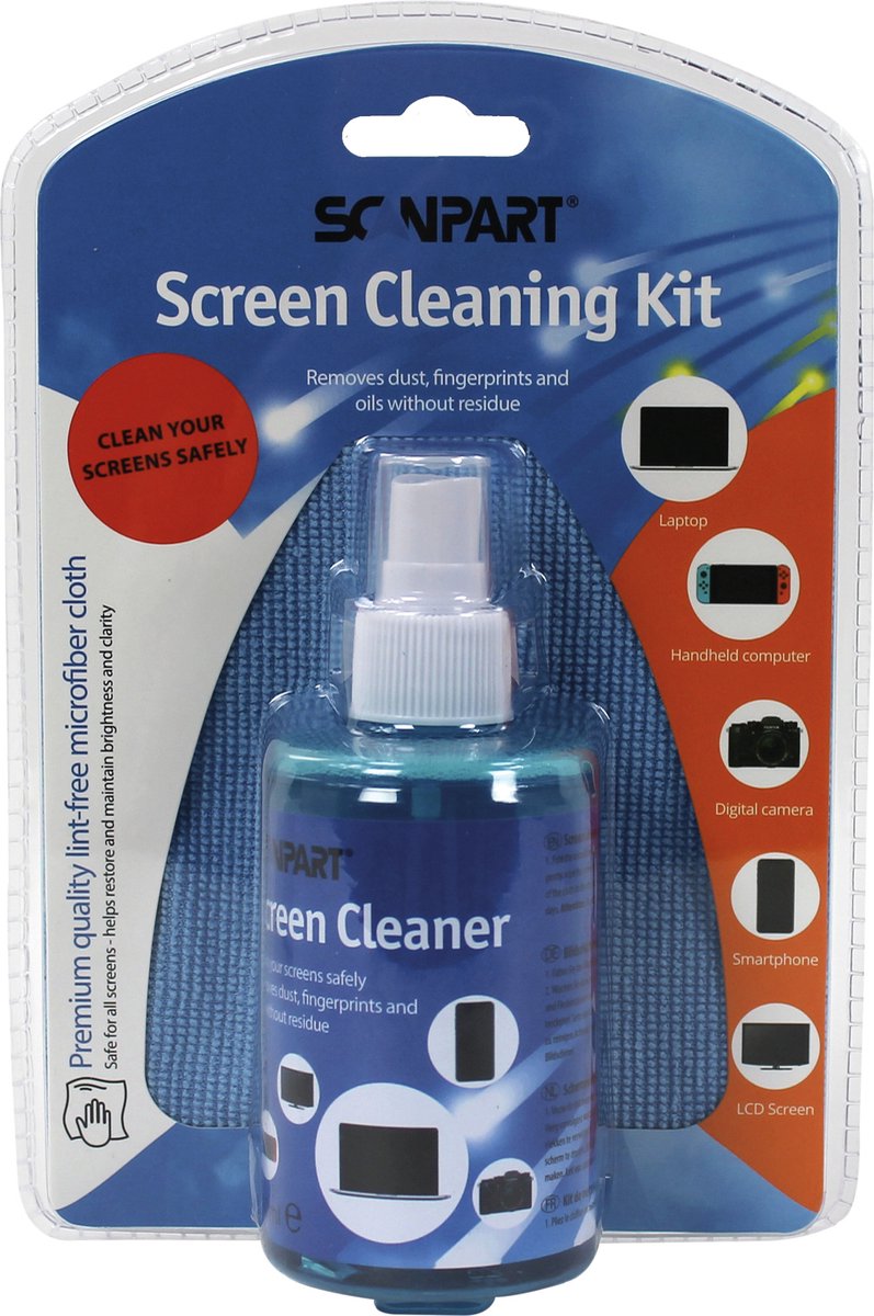 Scanpart beeldscherm reiniger met glasdoek - Geschikt voor telefoon TV ...