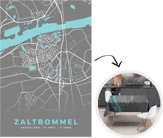 Tafelkleed - Tafellaken - 150x220 cm - Kaart - Zaltbommel - Plattegrond ...