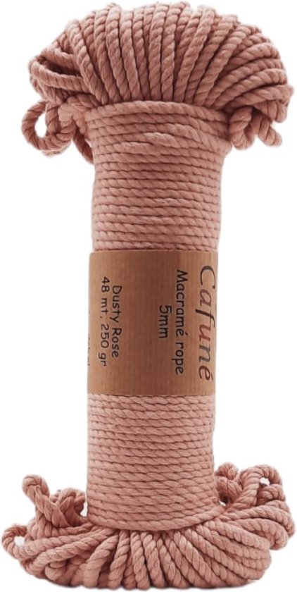 Cafuné-Macramé Touw-5mm-48m-Oud Roze-Driestrengs-Triple Twist ...