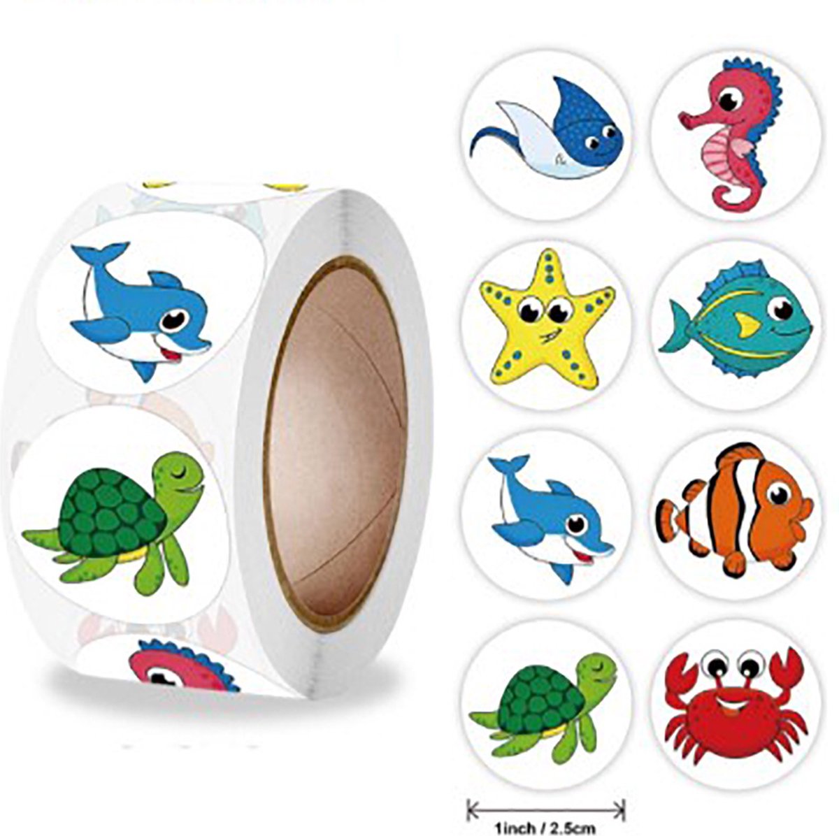 Premium Paintings - Stickers op rol - Cartoon Zeedieren - Stickervellen - Sticker -... | bol.com