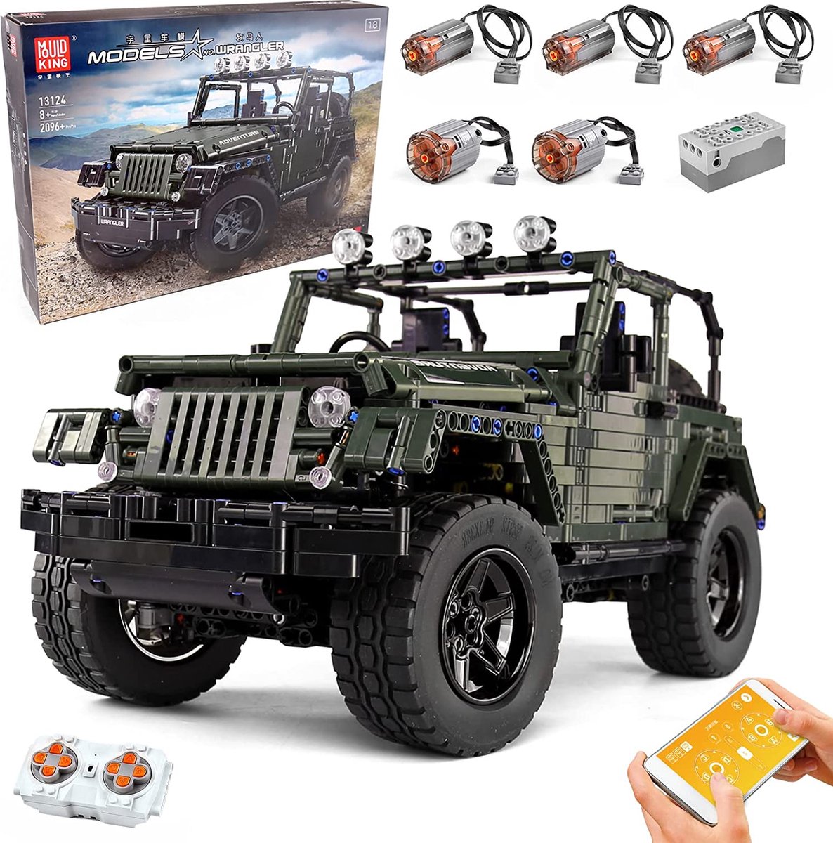 Mould King 13124 Jeep Off-Road Vehicle (gemotoriseerd) - Terreinwagen ...