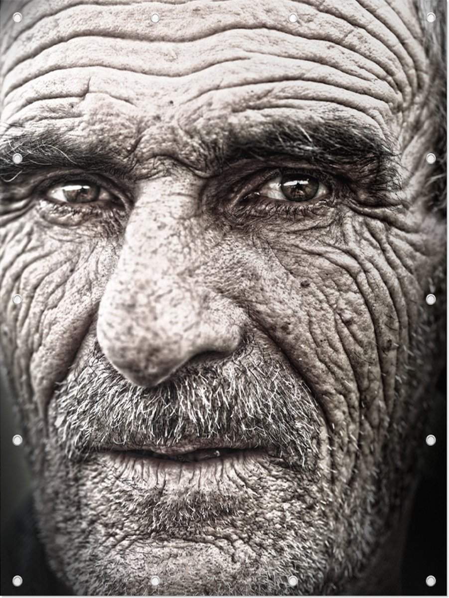Gezicht oude man - Foto op Tuinposter - 120 x 160 cm | bol.com