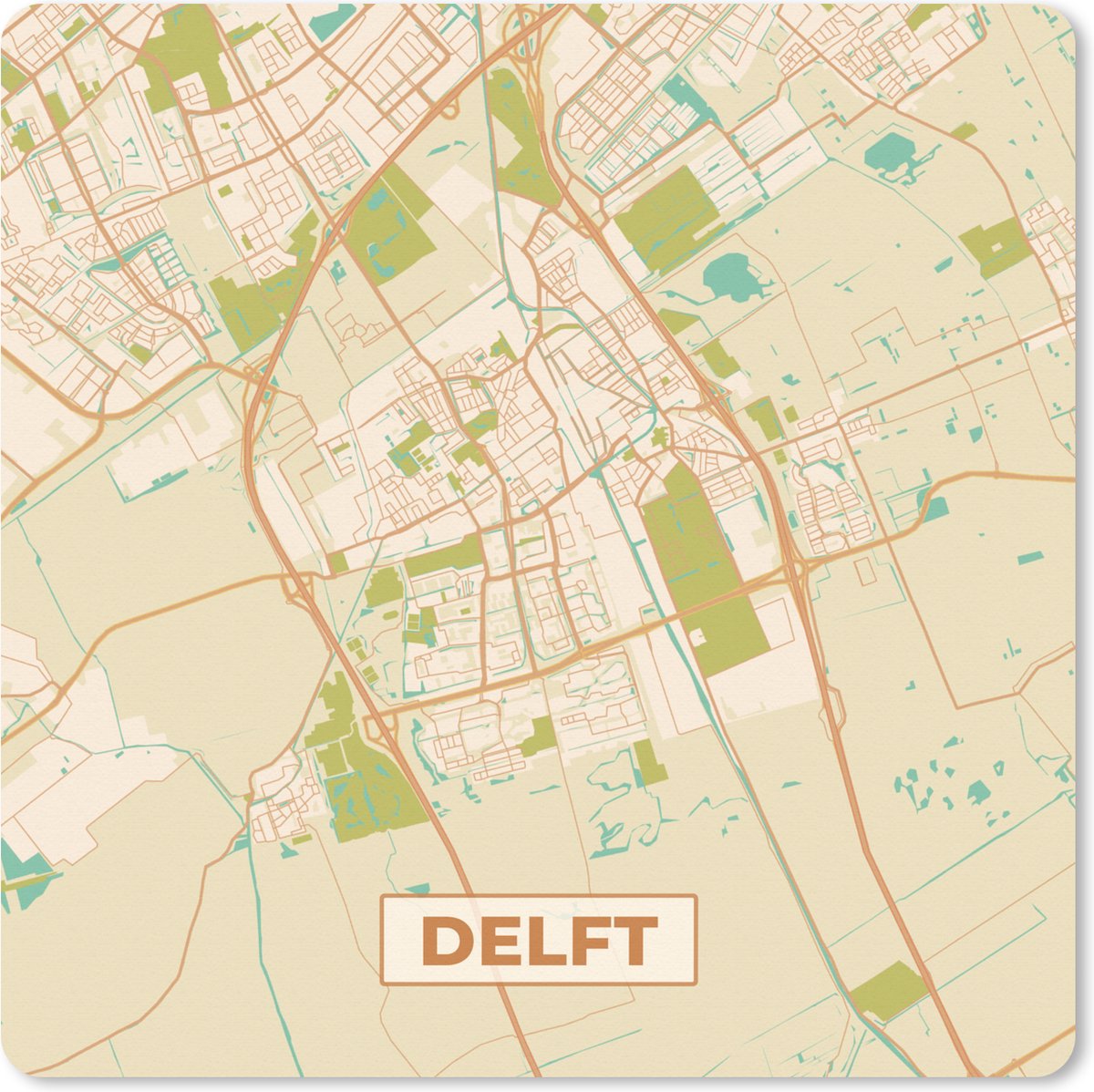 Muismat XXL - Bureau onderlegger - Bureau mat - Kaart - Delft - Vintage ...