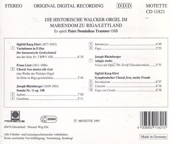 Die Historische Walcker-orgel im Mariendom zu Riga - Pater Dominikus ...