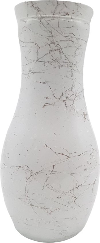 Glazen vaas wit marmer design - x cm | bol