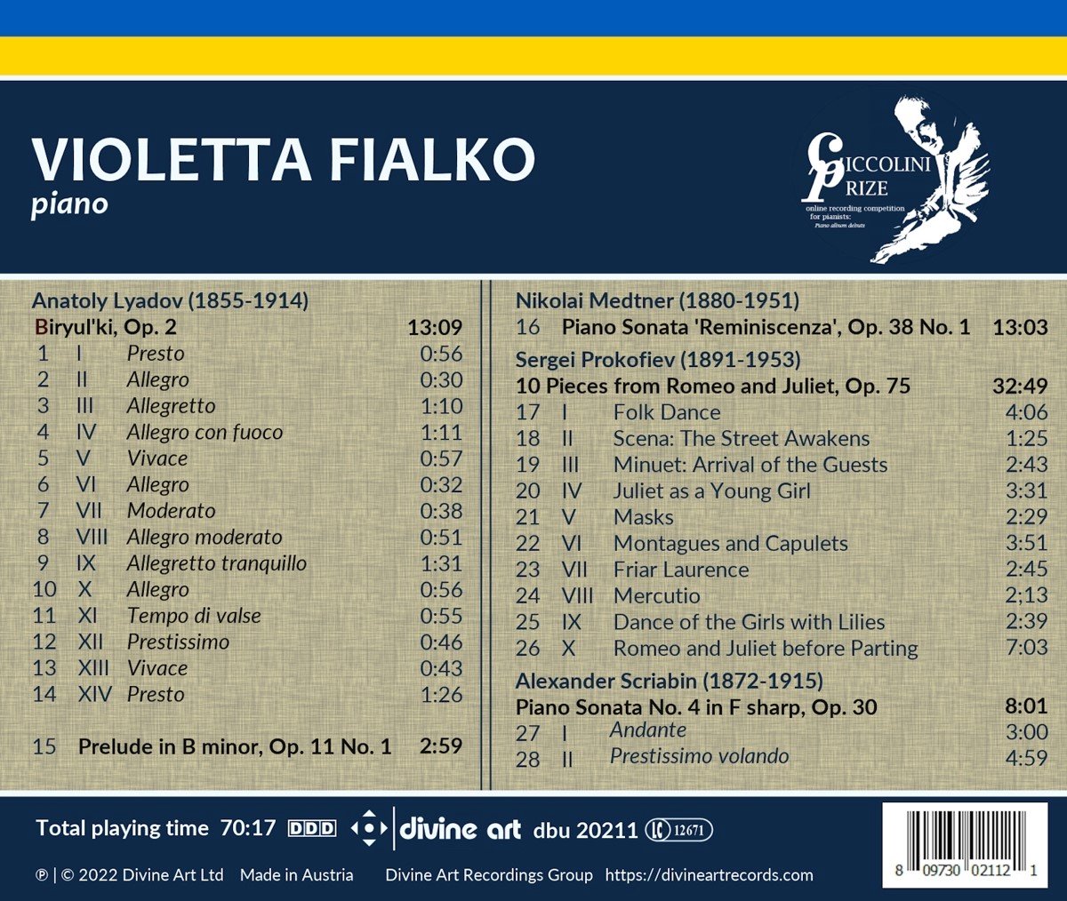 Violetta Fialko - Violetta Fialko: Prizewinner Recital (CD), Violetta ...