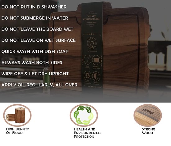 Snijplanken ( Walnoot )- hout - grote dikke walnoten snijplank (43 x 30 ...