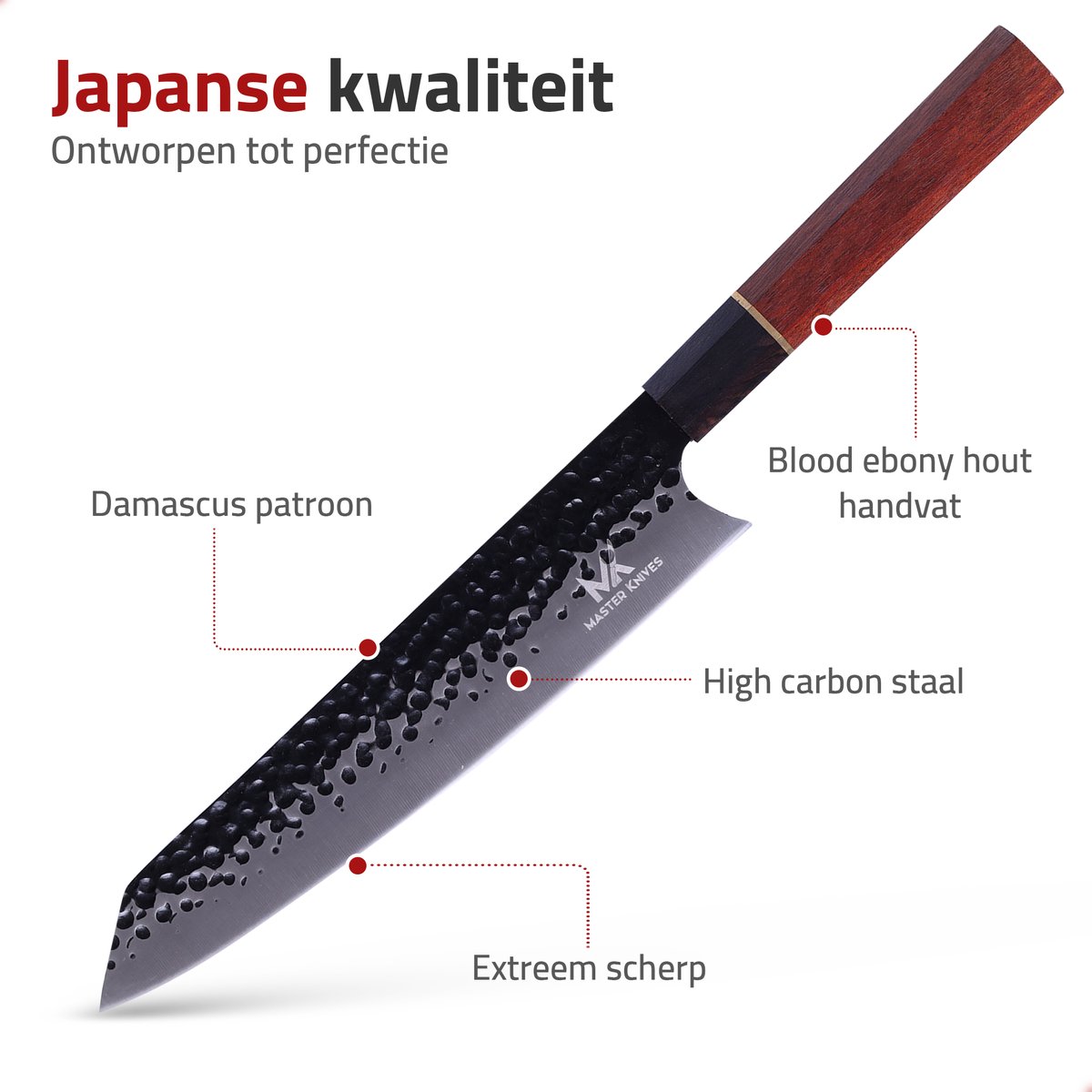 Master Knives Professioneel Japans Koksmes 20 CM - Keukenmes van ...